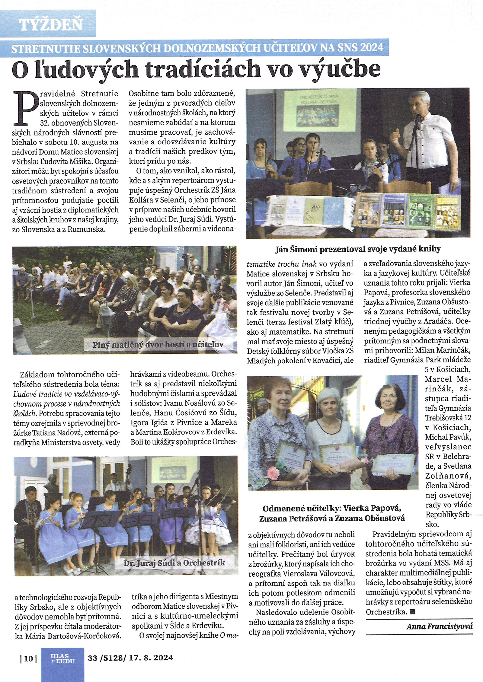 Stretnutie slovenských dolnozemských učiteľov SNS 2024